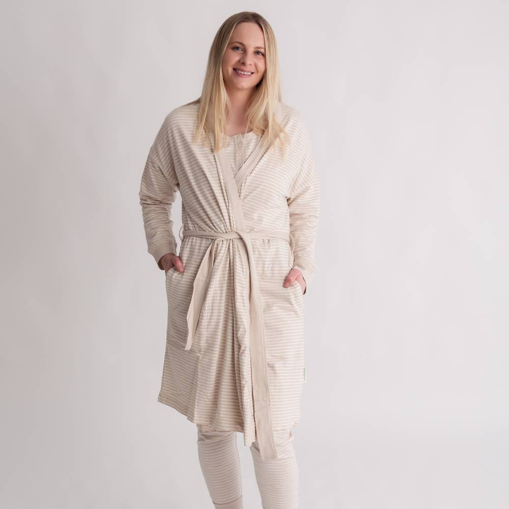 Woolbabe Relax! Merino/Organic Cotton Robe - Dune | Merino / Organic ...