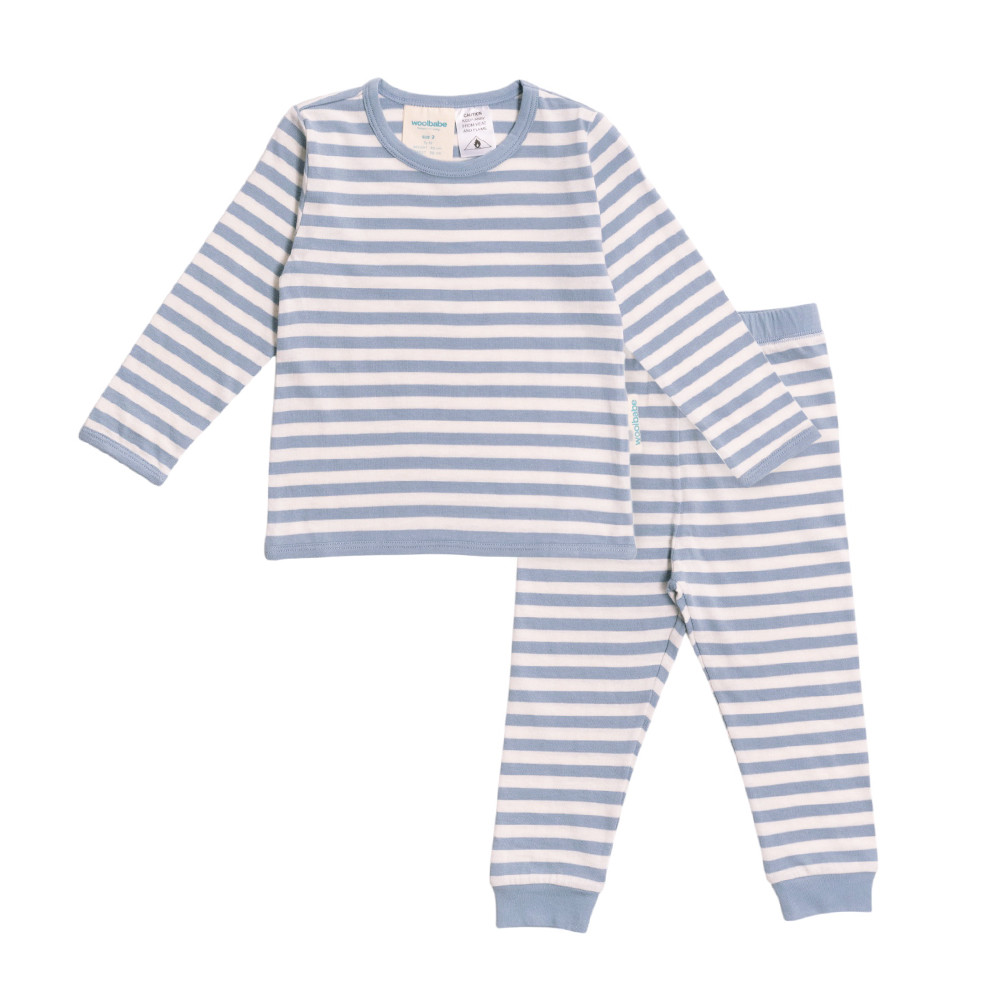 Woolbabe Merino/Organic Cotton Winter Pyjamas - Glacier | Merino ...