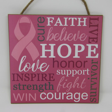 Breast Cancer Awareness - Inspirational Words Square Sign - Home ...