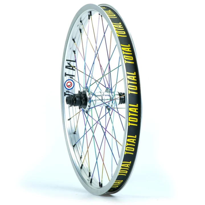 Total Techfire front wheel with Rainbow Spokes Americancycle.com