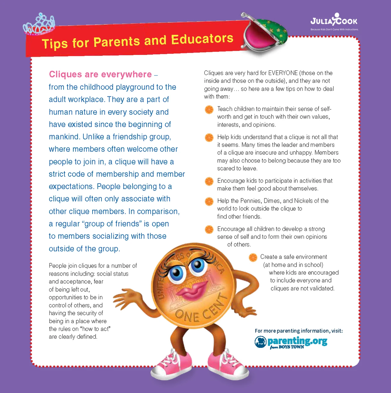 Cliques Just Don't Make Cents | Julia Cook | Boys Town Press