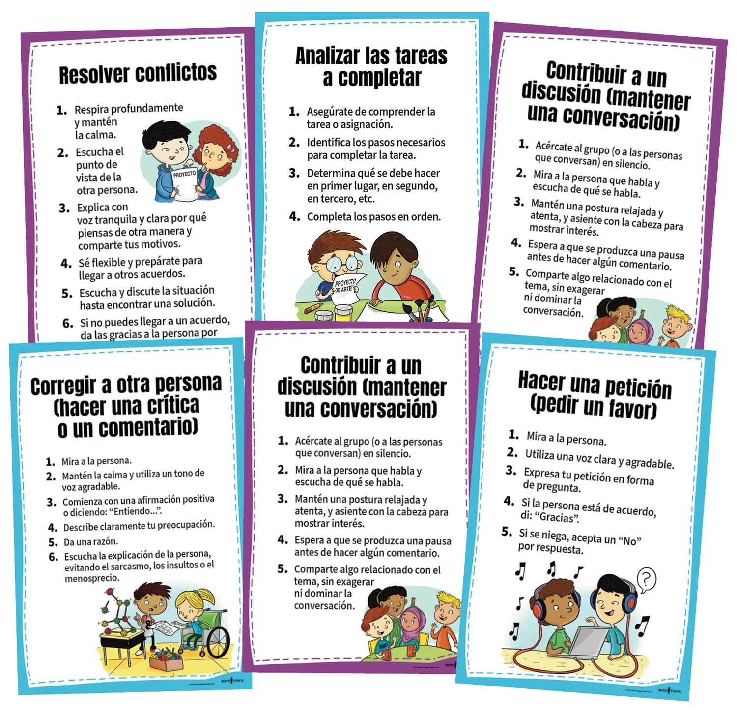 Basic to Intermediate Social Skills Poster Set - Spanish | Boys Town Press
