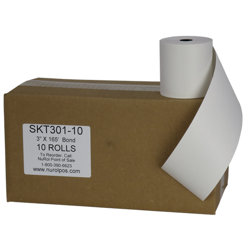 1 Ply Impact Receipt Printer Paper 3" x 165' Case 50 Rolls - NuRol ...