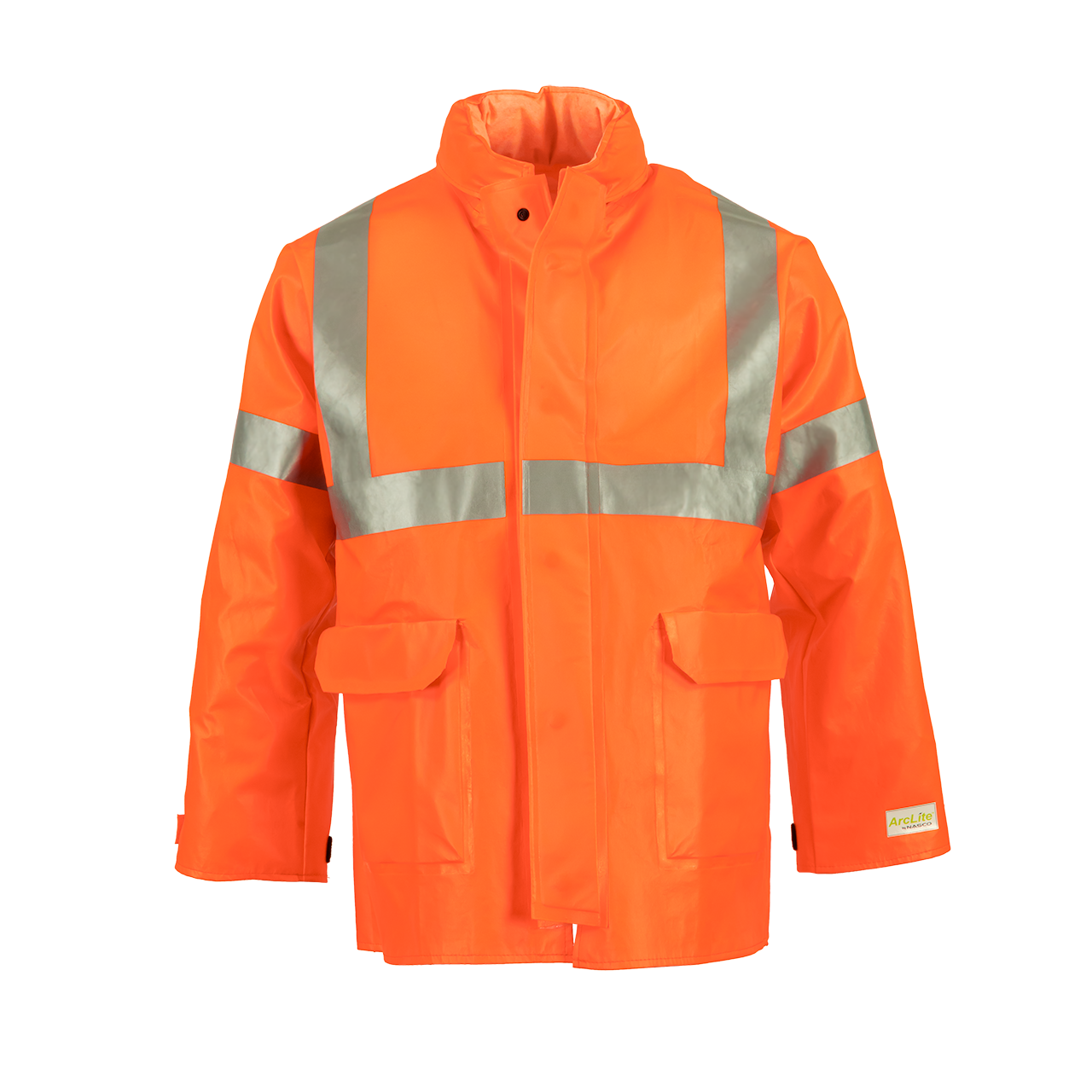FR Rain Jacket with Hood, Hi Vis Class 3 Rain Gear - ArcLite by NASCO
