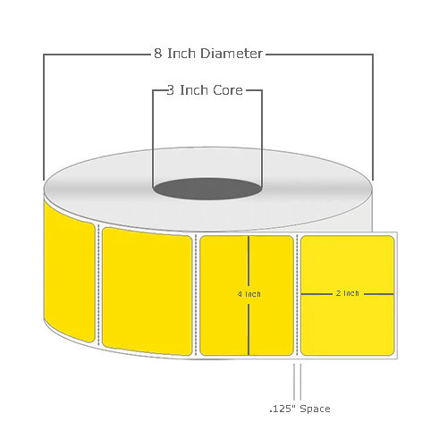 4" x 2", Thermal Transfer, Perforated, Roll, 3" Core, Coated, General ...
