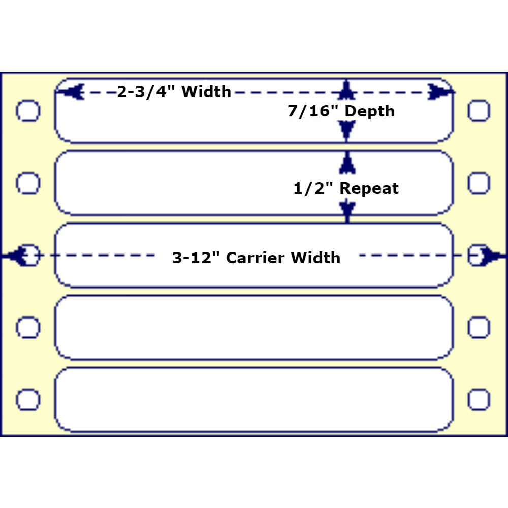 2-3/4" x 7/16" fan-fold labels for pin fed printers