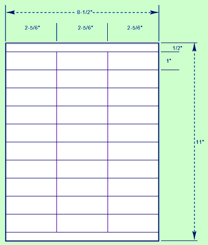 Avery 5160 8160 Compatible 2 5 6 X 1 Cut Sheet Labels Avery 5160 8160 Compatible 2 5 6 X 1 Cut Sheet Labels