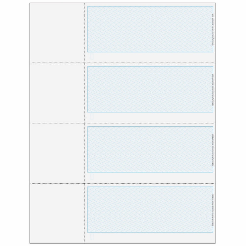 4 Checks per sheet: Green, Perforation 1: 2 3/4 in, Perforation 2: 5 1/ ...