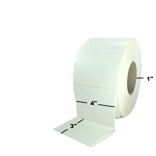 4" x 3", Direct Thermal, Perforated, Roll, 1" Core, Uncoated, 4 ...
