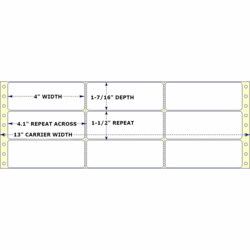 3-1/2" x 1-15/16", Pinfeed, 1 Label Across, Horizontal Perforation ...