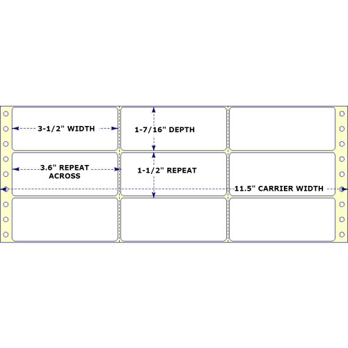 3-1/2" x 1-7/16" fan-fold labels 3 Across for pin fed printers