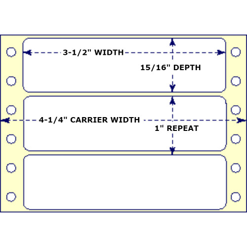 3-1/2" x 15/16" fan-fold labels 1 across for pin fed printers