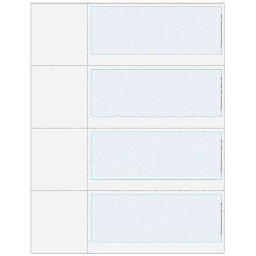 4 Checks per sheet: Green, Perforation 1: 2 3/4 in, Perforation 2: 5 1/ ...