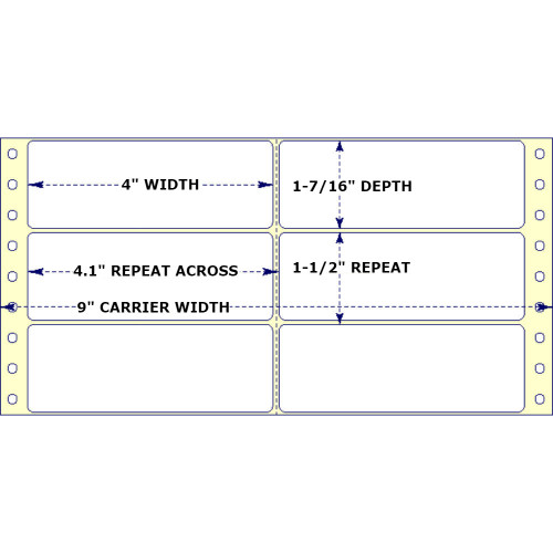 4" x 1-7/16" fan-fold labels 2 Across for pin fed printers