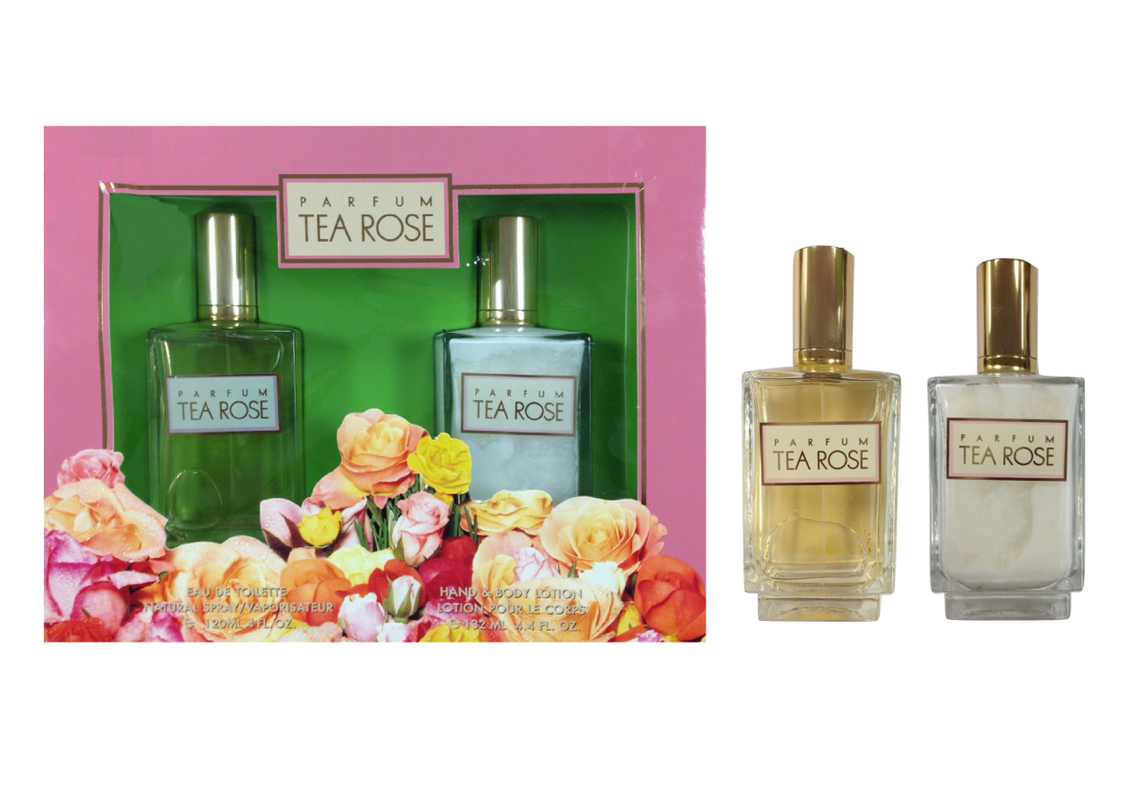 TEA ROSE 2 PCS SET FOR WOMEN: 4 OZ EDT SP + 4 OZ BODY LOTION - ScentsWorld