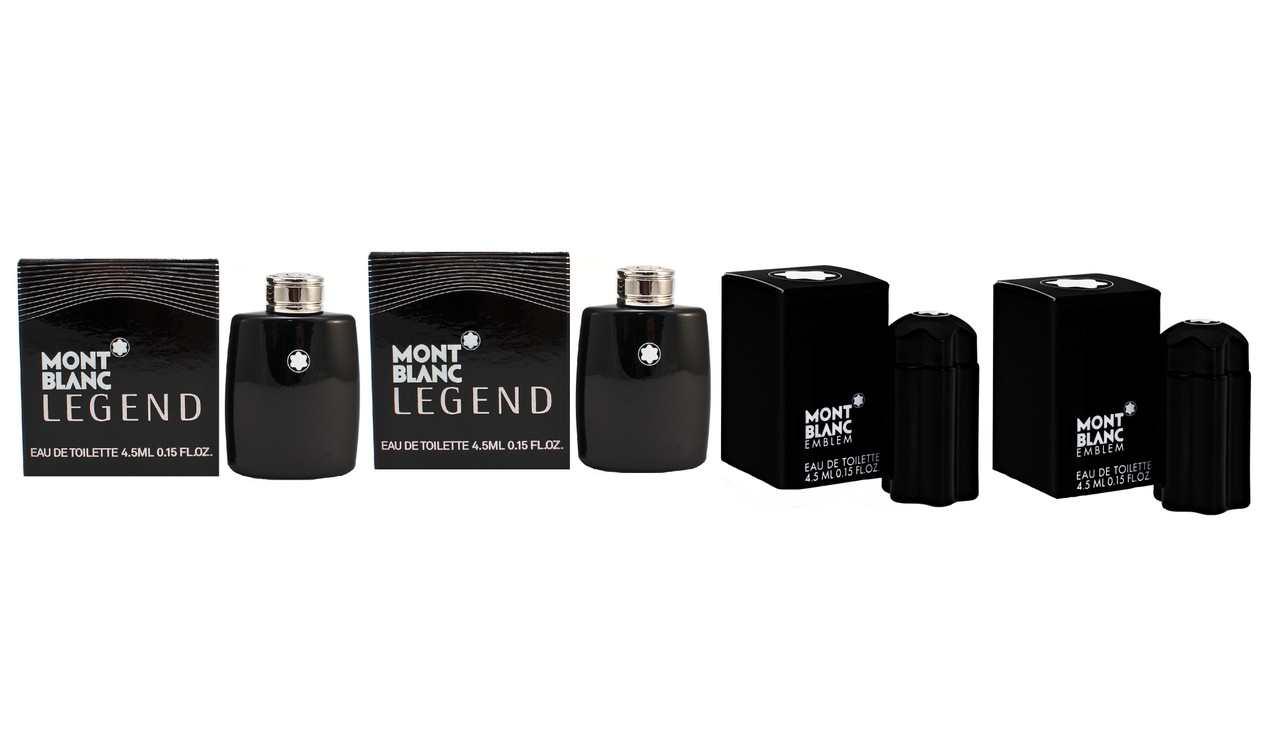MONT BLANC 4 PCS MINI SET FOR MEN: LEGEND 2 X 0.15 OZ EDT + EMBLEM 2 X ...