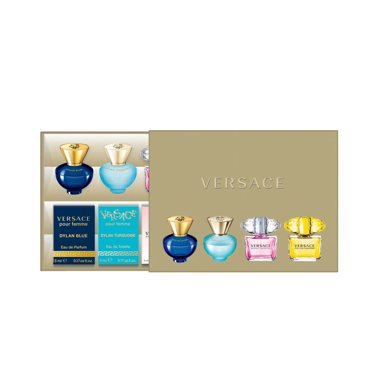 VERSACE 4 PCS MINI SET FOR WOMEN: DYLAN BLUE 5 ML EAU DE PARFUM + DYLAN ...