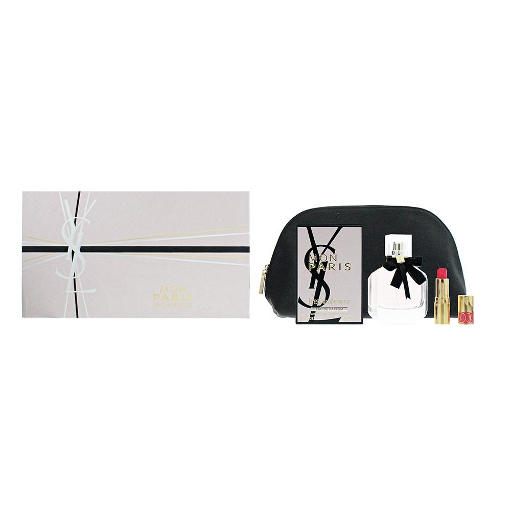 YSL MON PARIS 3 PCS SET: 1.7 EAU DE PARFUM SPRAY + LIPSTICK + POUCH ...