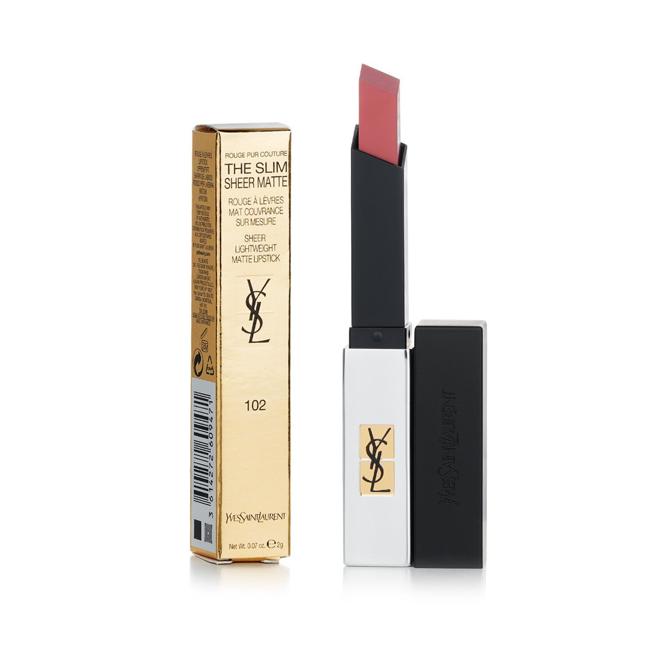 YSL ROUGE PUR COUTURE SLIM SHEER MATTE LIPSTICK 0.07 #102 ROSE NATUREL ...
