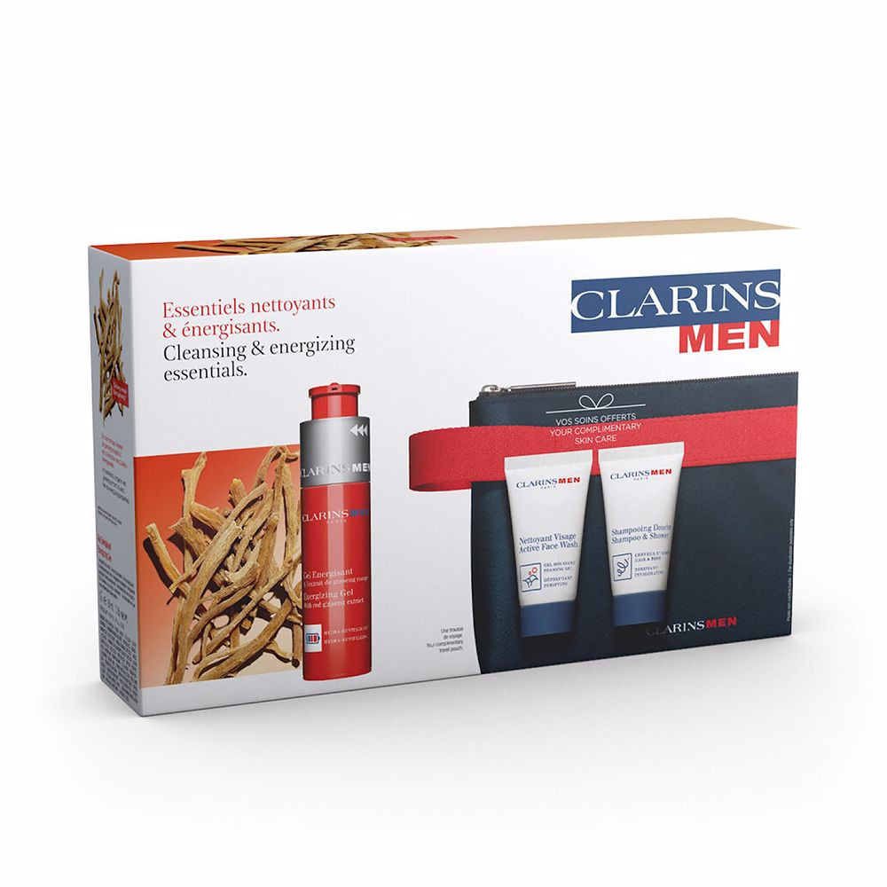 CLARNS MEN CLEANSING & ENERGIZING ESSENTIALS 4 PCS SET: 1.7 GEL + 1 OZ ...