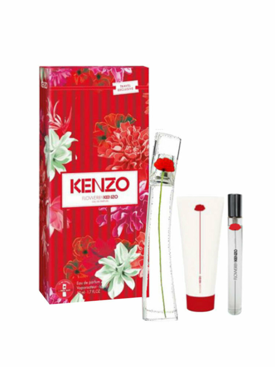 KENZO FLOWERS 3 PCS SET FOR WOMEN: 1.7 EAU DE PARFUM SPRAY + 0.33 OZ ...