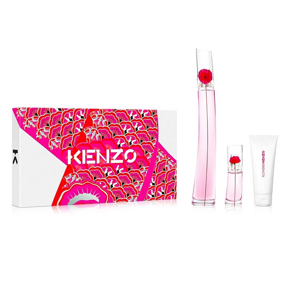 KENZO FLOWER POPPY BOUQUET 3 PCS SET FOR WOMEN: 3.4 EAU DE PARFUM SPRAY ...