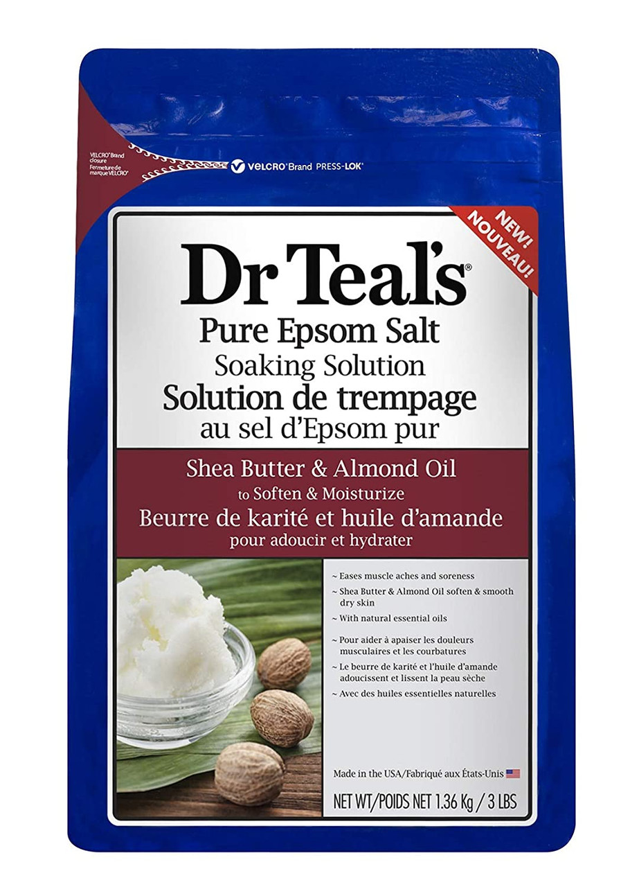 DR TEAL'S SHEA BUTTER & ALMOND OIL 3 LBS PURE EPSOM SALT - ScentsWorld