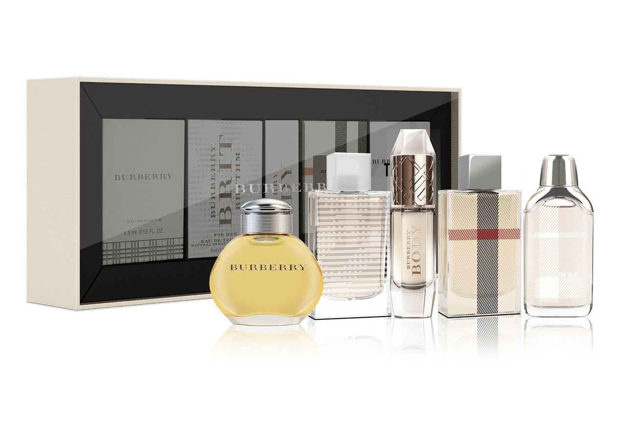 BURBERRY 5 PCS MINI SET FOR WOMEN: CLASSIC 4.5 ML EDP + BODY 4.5 ML EDP ...