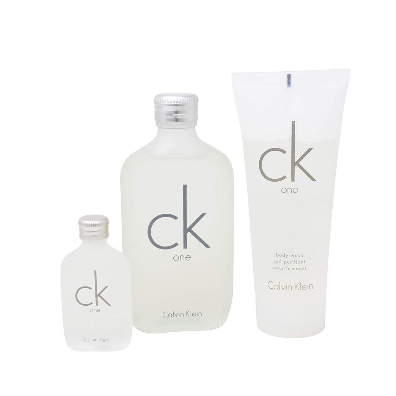 CK ONE 3 PCS SET: 3.4 EAU DE TOILETTE SPRAY + 0.5 OZ EAU DE TOILETTE ...