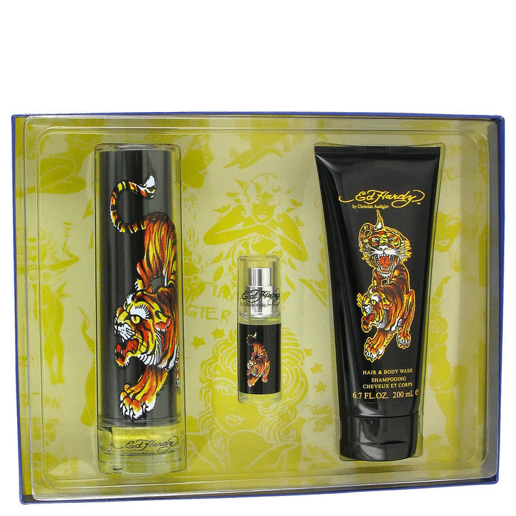 ED HARDY 3 PCS SET FOR MEN: 3.4 EDT SP + 6.7 S/G + 1/4 OZ EDT SP ...