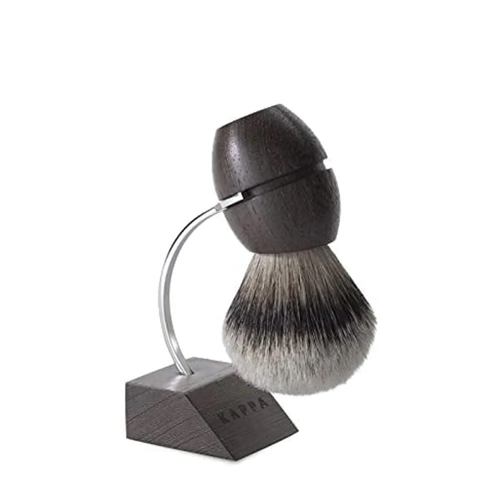ACCA KAPPA 1 PC SHAVING BRUSH WITH STAND WENGE WOOD PURE SILVER BADGER ...