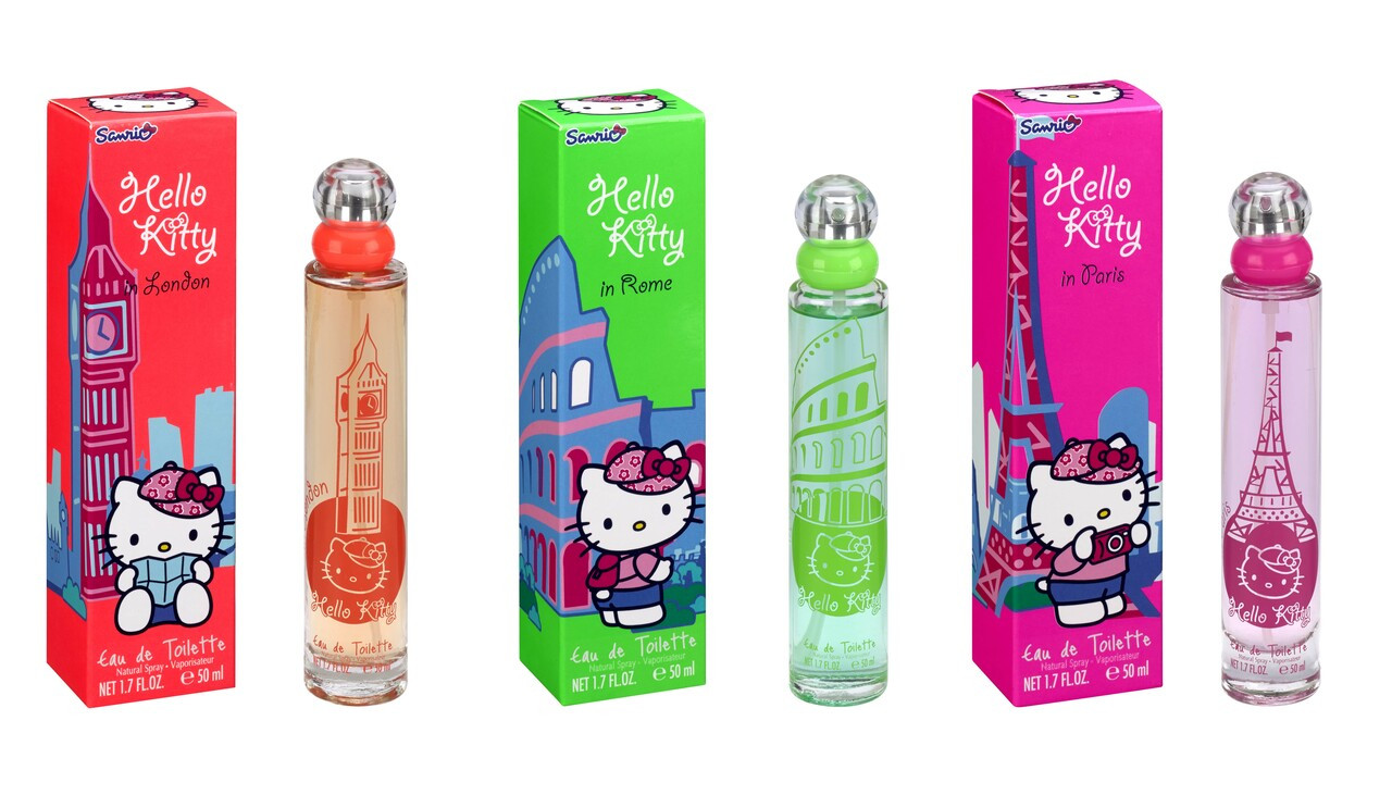 HELLO KITTY 3 PCS * 1.7 EDT SP CITY COLLECTION SET: IN ROME, IN PARIS ...