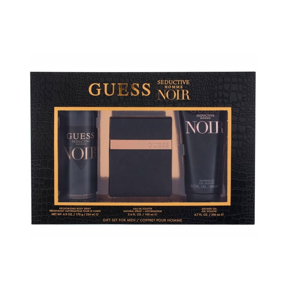 GUESS SEDUCTIVE NOIR HOMME 3 PCS SET: 3.4 EAU DE TOILETTE SPRAY + 6.7 ...