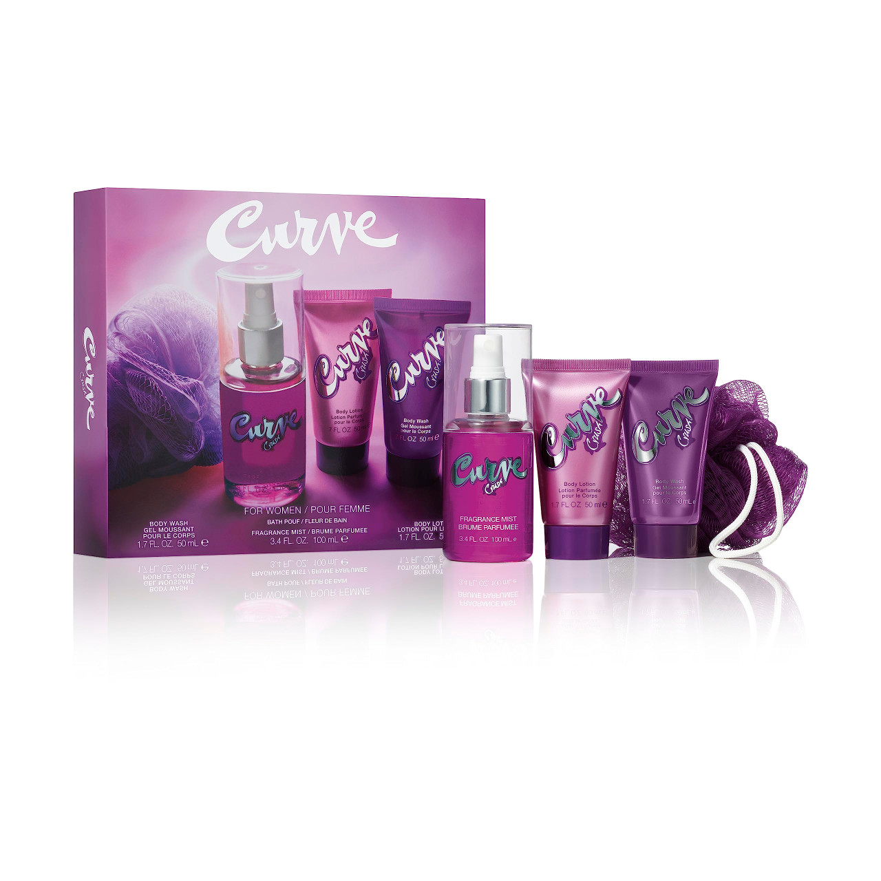 CURVE CRUSH 4 PCS GIFT SET FOR WOMEN: 1.7 BODY WASH GEL + 3.4 FRAGRANCE ...