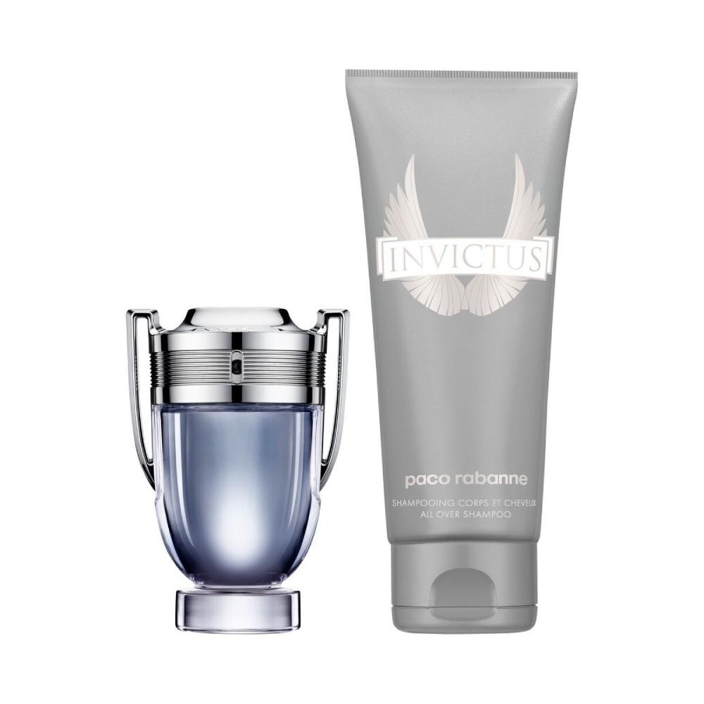 PACO RABANNE INVICTUS 2 PCS SET FOR MEN: 1.7 EAU DE TOILETTE SPRAY + 3. ...