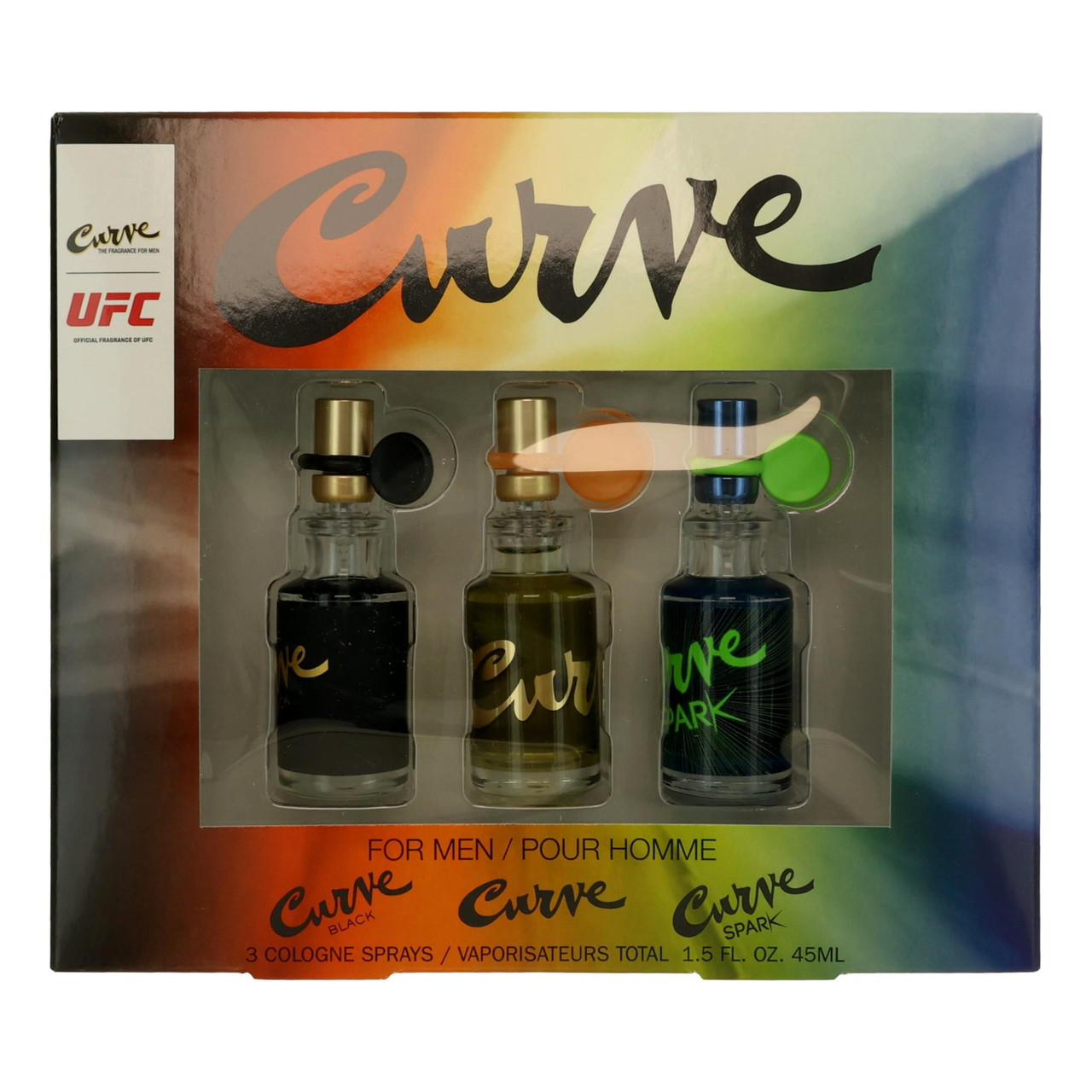 CURVE 3 PCS SET FOR MEN: 0.5 COLOGNE SPRAY + CURVE BLACK 0.5 COLOGNE ...