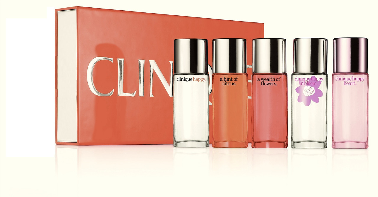 CLINIQUE HAPPY 5 PCS MINI SET FOR WOMEN: HAPPY 7 ML + HAPPY HEART 7 ML ...