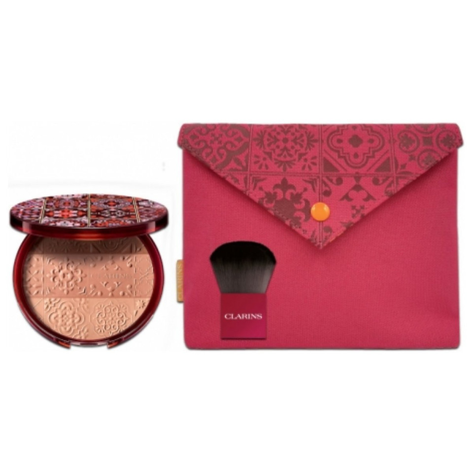 CLARINS SUNKISSED 3 PCS SET: BRONZING COMPACT + BRUSH + POUCH - ScentsWorld