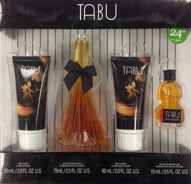 TABU 4 PCS SET: 2.5 EDC SP + 2 OZ BODY LOTION + 2 OZ BODY WASH + 0.5 OZ ...