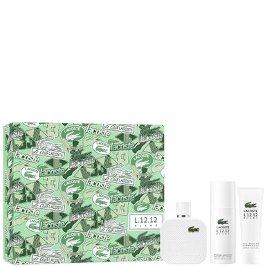 LACOSTE L.12.12 BLANC 3 PCS SET: 3.3 EAU DE TOILETTE SPRAY + 1.6 SHOWER ...