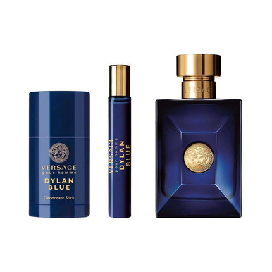 VERSACE DYLAN BLUE 3 PCS SET MEN: 3.4 EAU DE TOILETTE SPRAY + 0.3 OZ ...