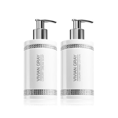 VIVIAN GRAY CRYSTALS IN WHITE 2 PCS SET: 8.4 CREAM SOAP + 8.4 HAND ...