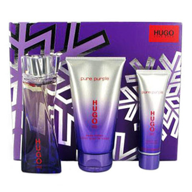 HUGO BOSS PURE PURPLE 3 PCS SET: 3 OZ EDP SP + 5 OZ B/L + 1.7 S/G ...