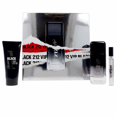 212 VIP BLACK 3 PCS SET: 3.4 EAU DE PARFUM SPRAY + 0.34 EAU DE PARFUM ...