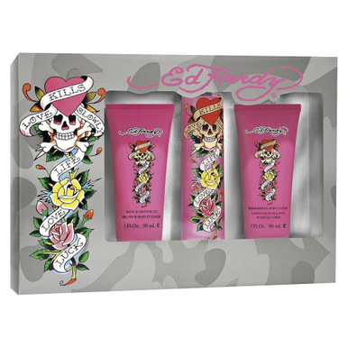 ED HARDY 3 PCS SET FOR WOMEN: 3.4 EDP SP + 3 OZ BODY LOTION + 3 OZ ...