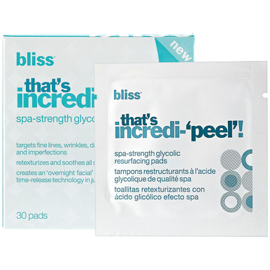 BLISS THAT'S INCREDI-'PEEL'! SPA-STRENGTH GLYCOLIC RESURFACING PADS 30 ...