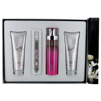 PARIS HILTON JUST ME 4 PCS SET FOR WOMEN: 3.4 EDP SP + 3 OZ B/L + 3 OZ S/G + 1/4 OZ EDP SP ...