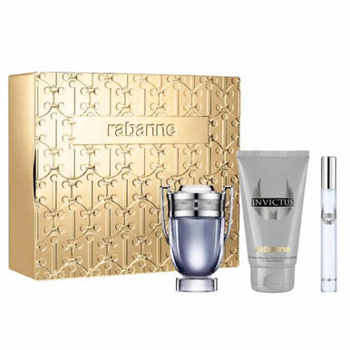 PACO RABANNE INVICTUS 3 PCS SET FOR MEN: 1.7 EAU DE TOILETTE SPRAY + 3. ...