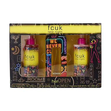 FCUK LATE NIGHT 3 PCS SET FOR WOMEN: 3.4 EAU DE TOILETTE SPRAY + 8.4 ...