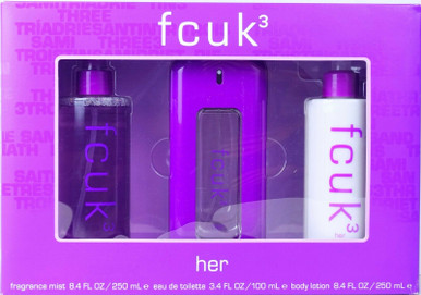 FCUK #3 3 PCS SET FOR WOMEN: 3.4 EAU DE TOILETTE SPRAY + 8.4 BODY ...